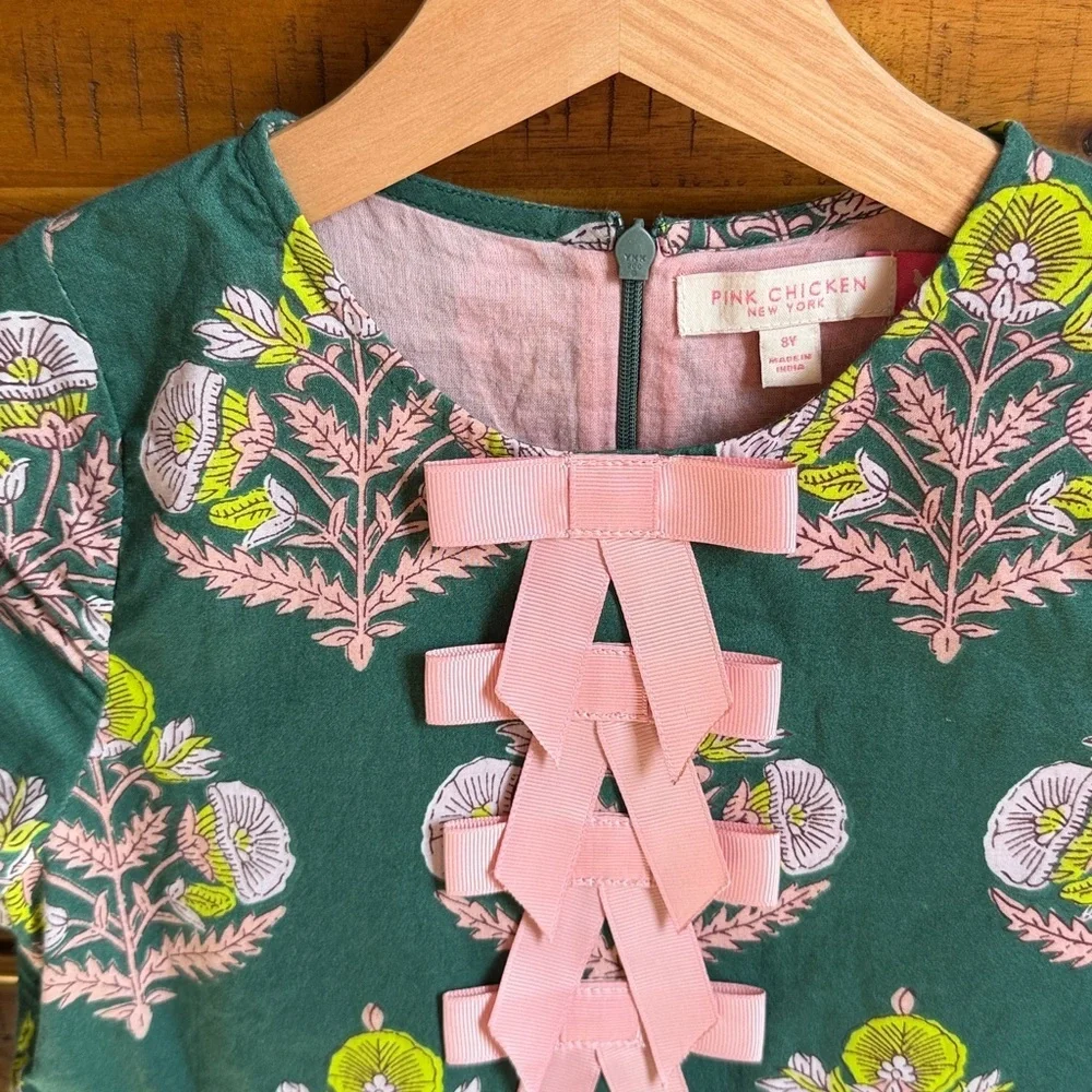 Pink Chicken | Dresses | Pink Chicken Charming Green Floral Kids Dress ...